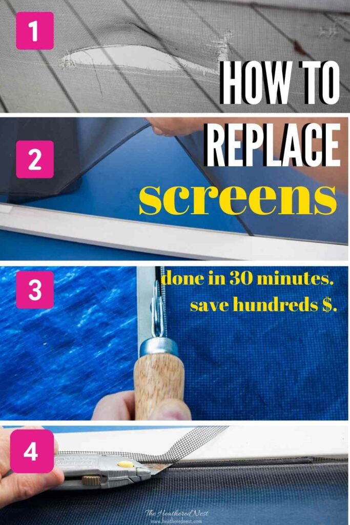 DIY window & door rescreening - "Screenplay" - The Heathered Nest