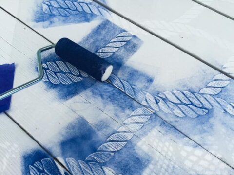 Painted DIY Outdoor Rug Tutorial. - The Heathered Nest