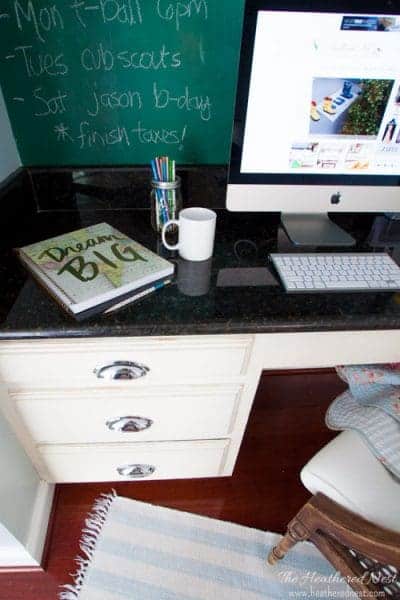 Kitchen Desk Ideas & A $0 Kitchen Office Makeover - The Heathered Nest