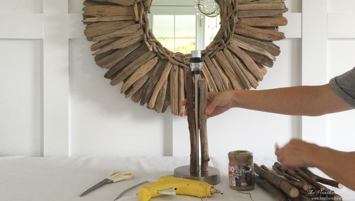 A Simple Rustic DIY Lamp Upgrade with Wood | The Heathered Nest