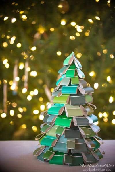 One-Of-A-Kind Paint Swatch Christmas Tree Craft! - The Heathered Nest