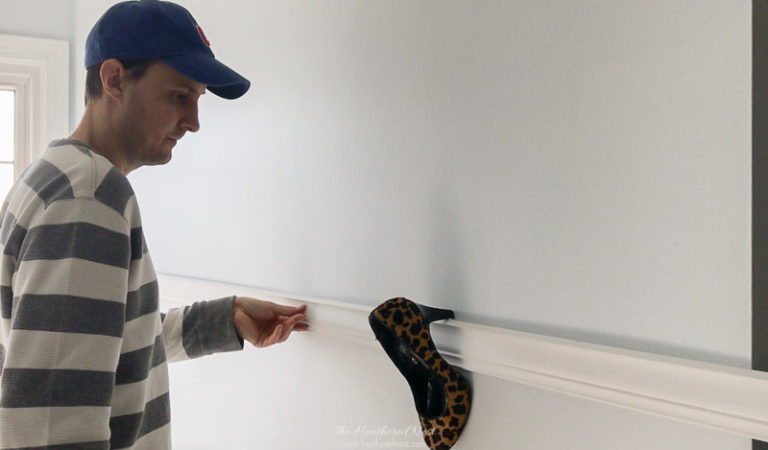 Easy DIY Wall Mounted Shoe Rack - The Heathered Nest