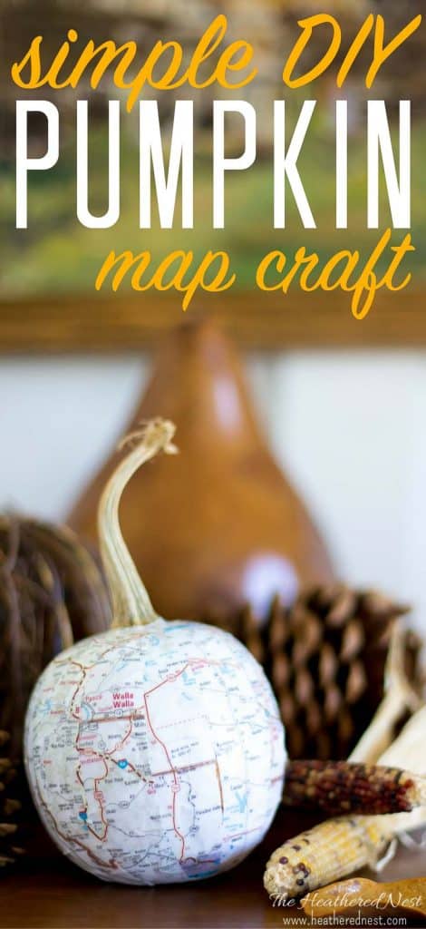 EASY Mod Podge Pumpkin DIY Craft with Maps - The Heathered Nest