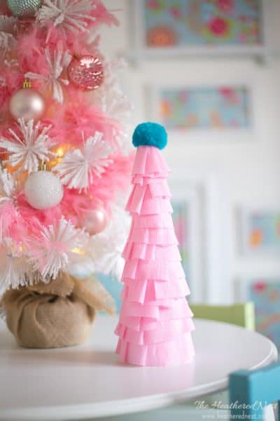 Make An Easy Crepe Paper Christmas Tree Craft - The Heathered Nest