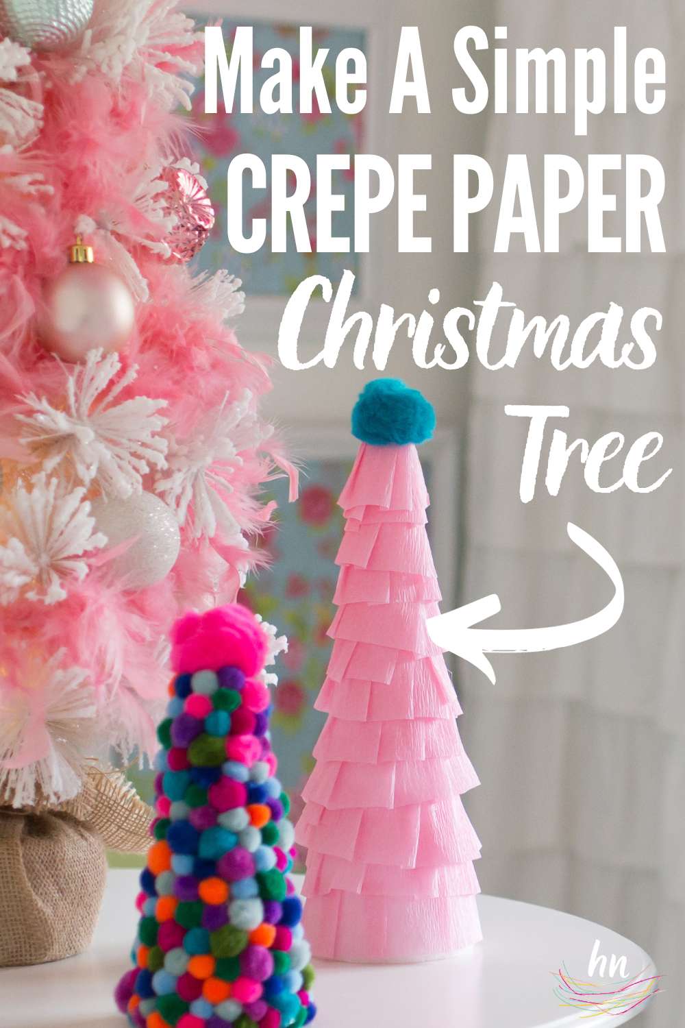 Make An Easy Crepe Paper Christmas Tree Craft - The Heathered Nest