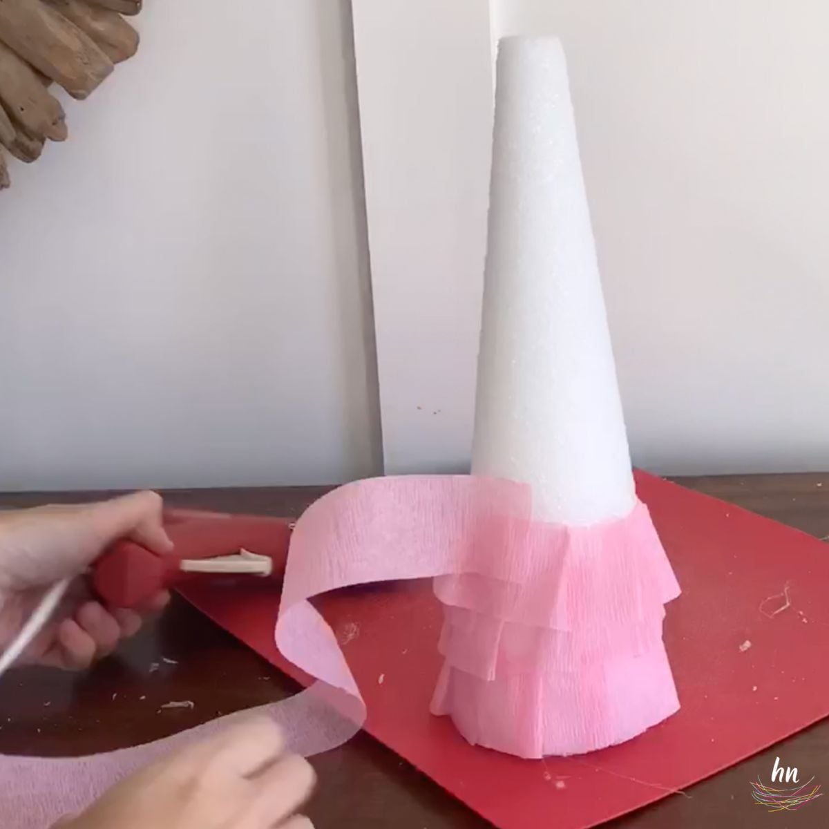 Make An Easy Crepe Paper Christmas Tree Craft - The Heathered Nest