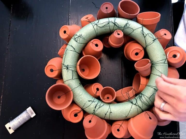DIY Clay Pot Spring Wreath - The Heathered Nest