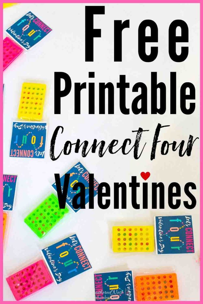 Connect Four Valentine Free Printables for Kids - The Heathered Nest
