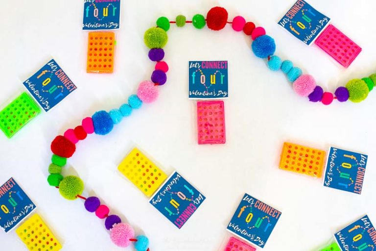 Connect Four Free Printable Valentines for Kids - The Heathered Nest