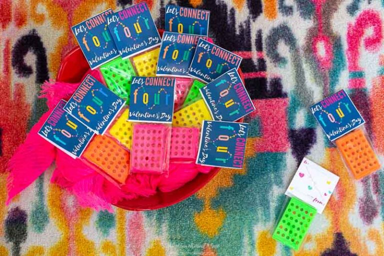 Connect Four Free Printable Valentines for Kids - The Heathered Nest