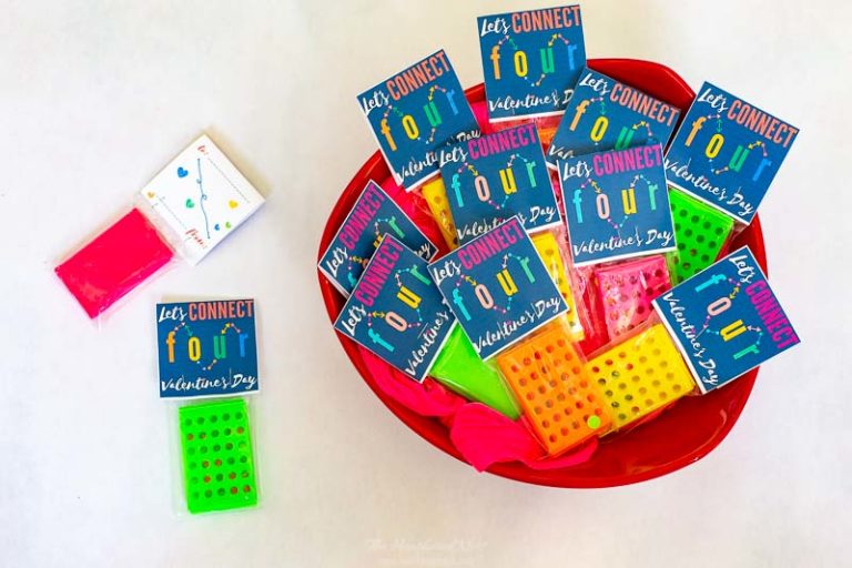 Connect Four Free Printable Valentines for Kids - The Heathered Nest