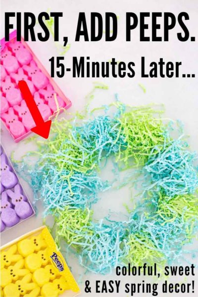 Easy 15-Minute Marshmallow Peeps Wreath - The Heathered Nest