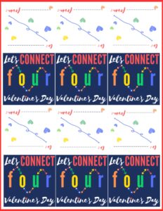 Connect Four Free Printable Valentines for Kids - The Heathered Nest