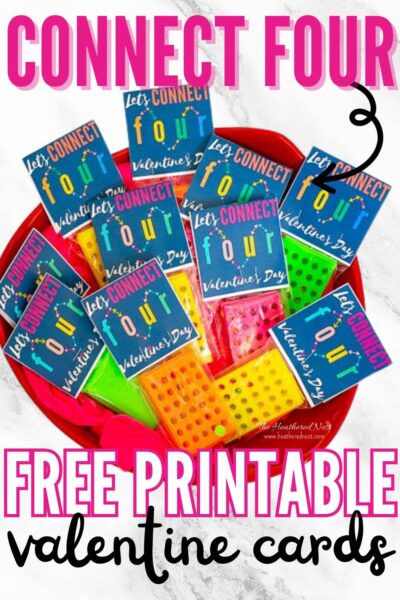 Connect Four Free Printable Valentines for Kids - The Heathered Nest