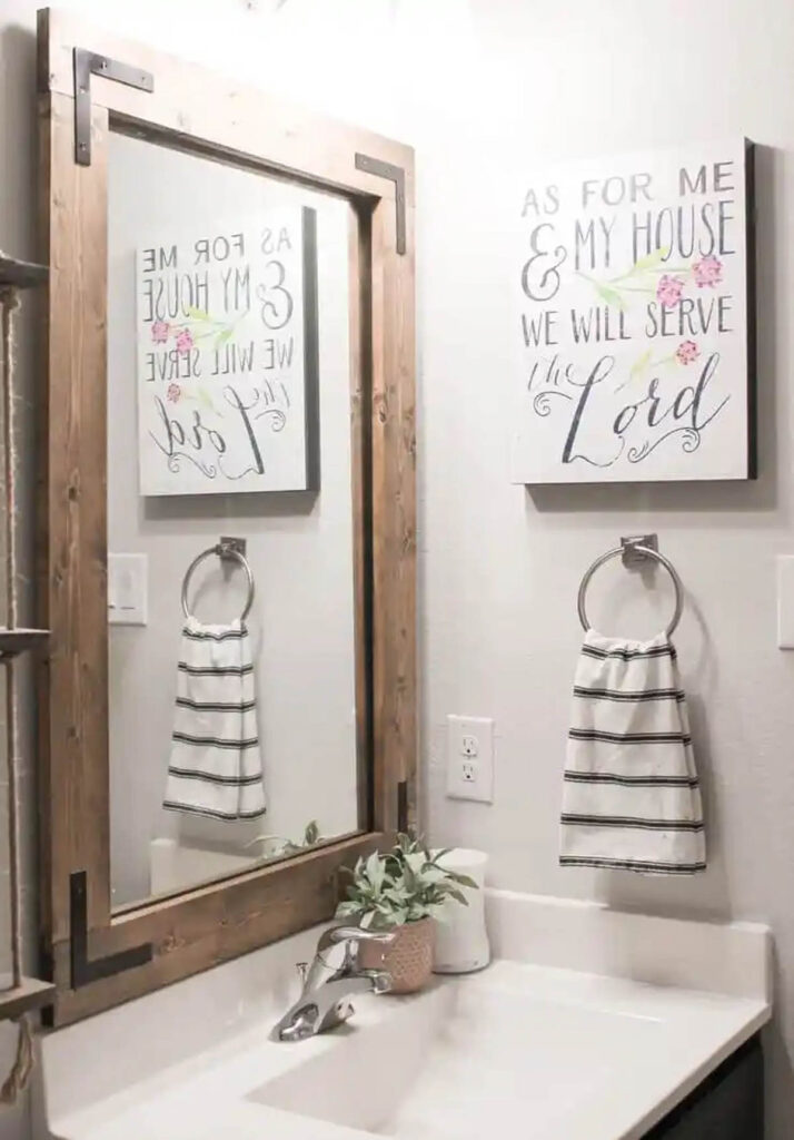 13 Easy DIY Bathroom Mirror Ideas And Framing To Try! - The Heathered Nest
