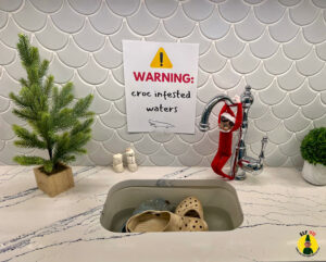 Croc Infested Waters Elf Idea with Free Printable - The Heathered Nest