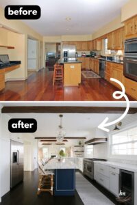 90s Kitchen Reveal: A Navy Blue + White Kitchen Makeover - The ...